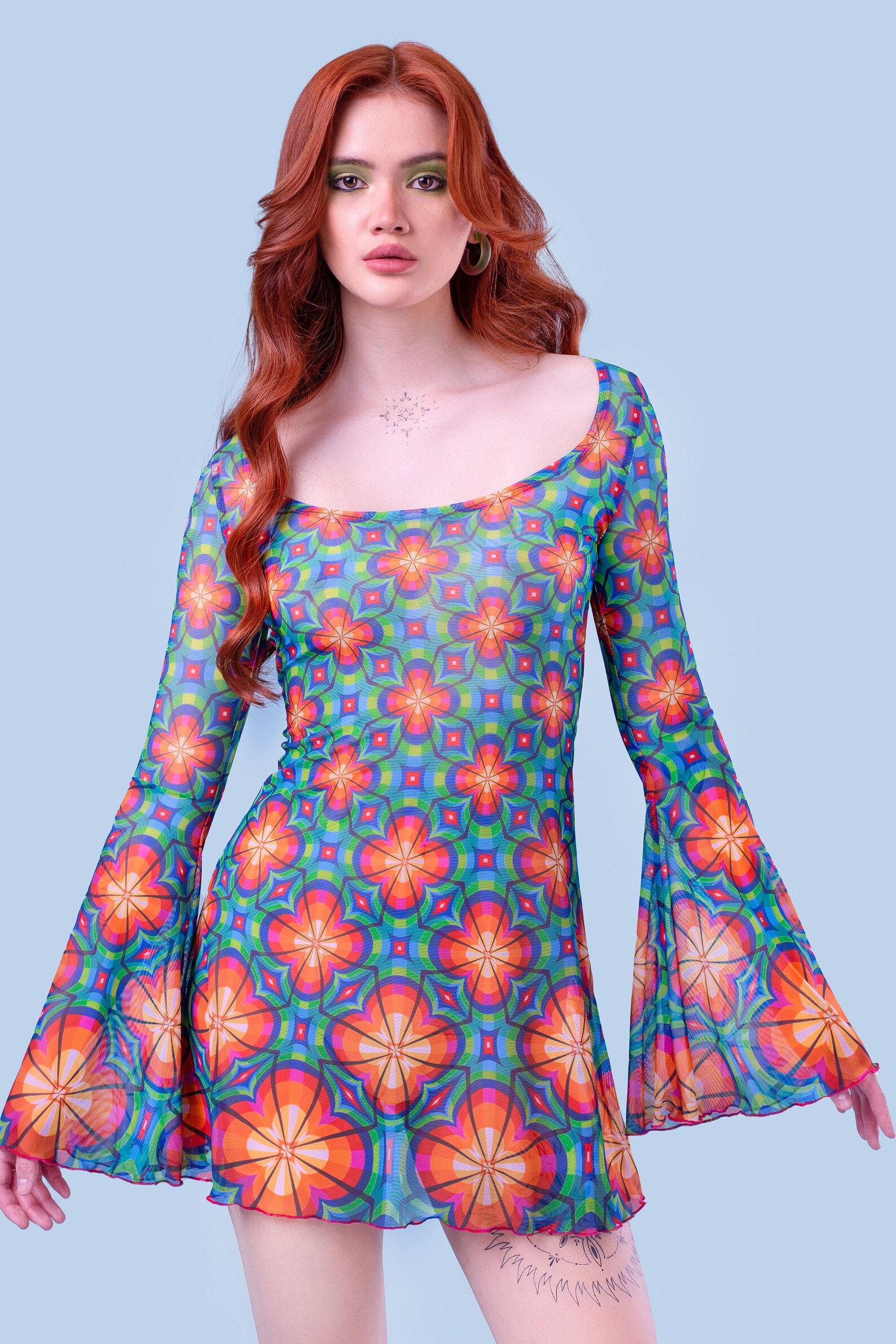 Boho Sheer Mini Dress for Women, See Trough Festival Dress for Women ...
