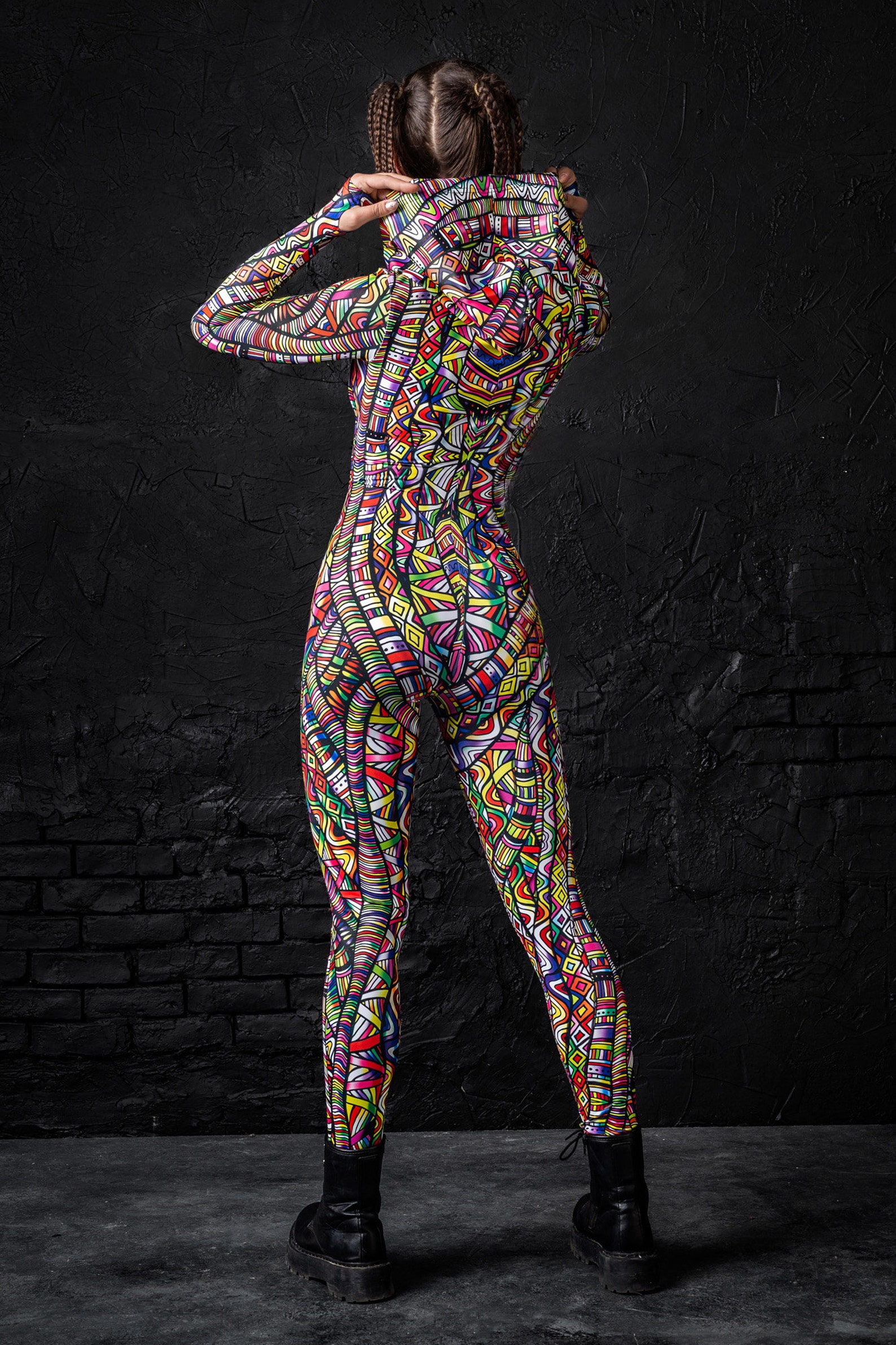 Burning Man Costume Women Psychedelic Bodysuit Burning Man Etsy