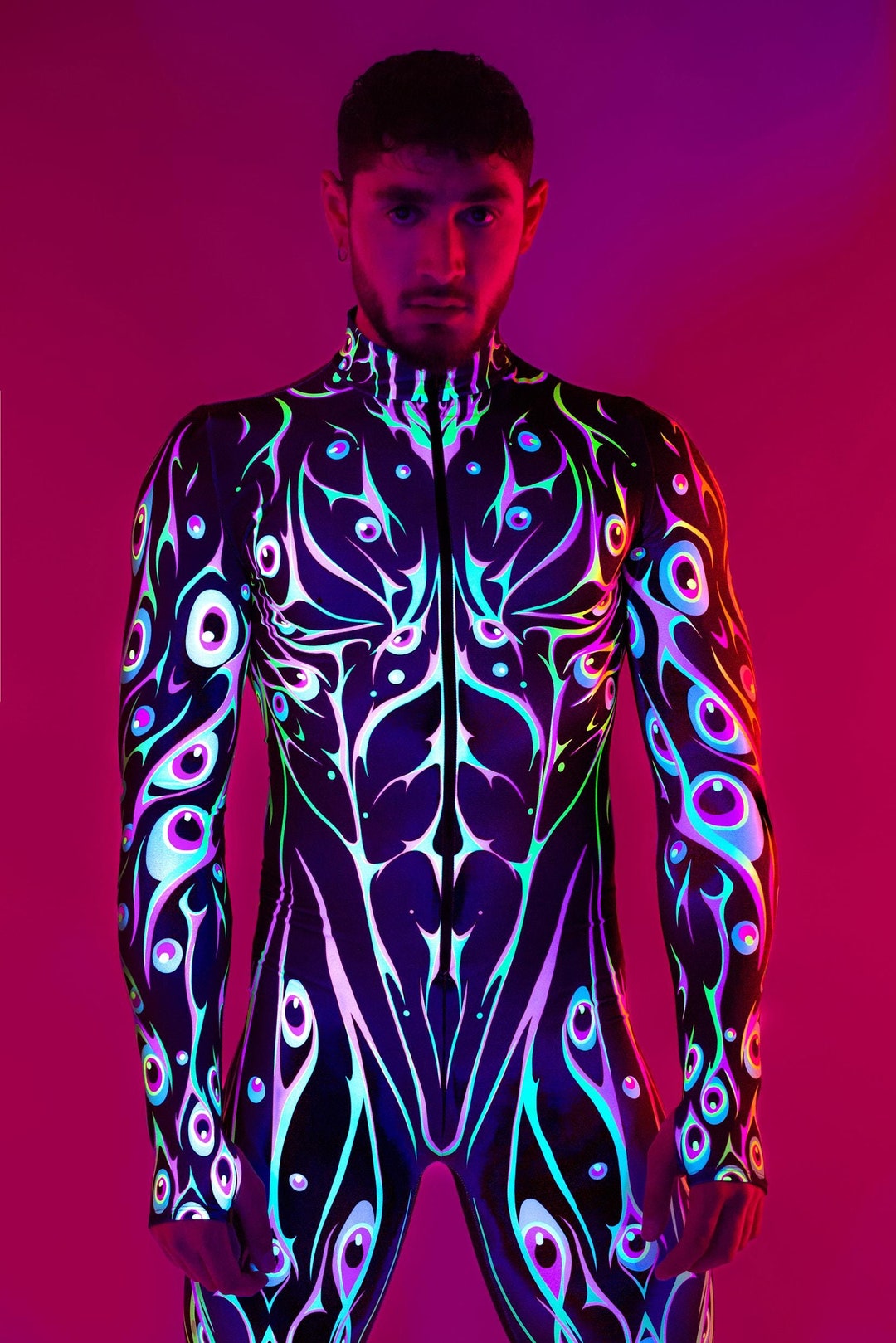 UV Light Reactive Costume, Festival Costume Men, Festival Neon Costume ...