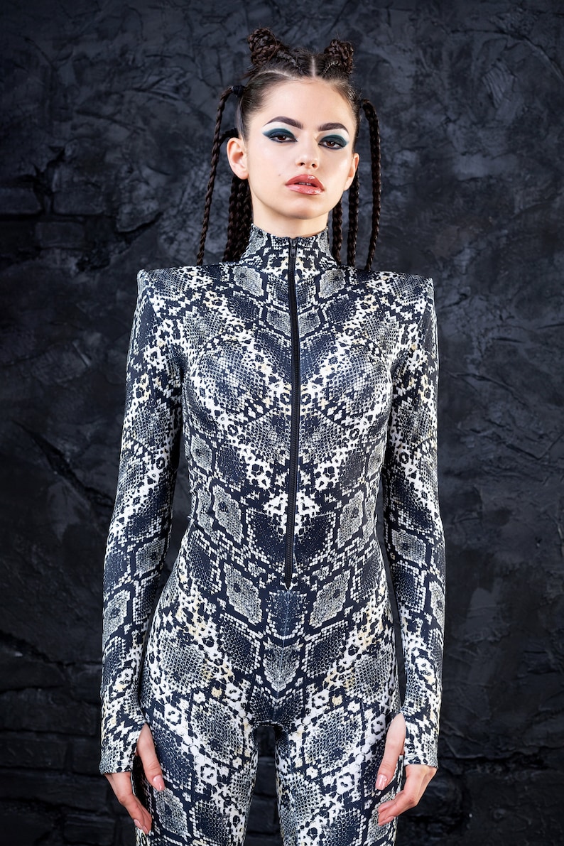 Snake Costume Women Animal Print Bodysuit Halloween Costume | Etsy