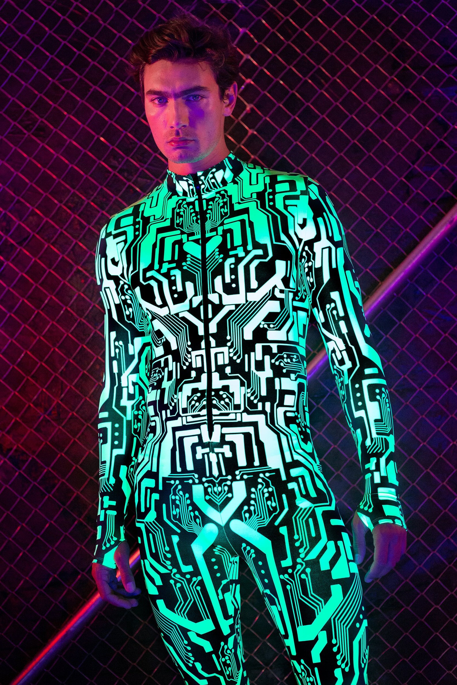Cyber Clothing Men Futuristic Clothing Green Neon Bodysuit - Etsy
