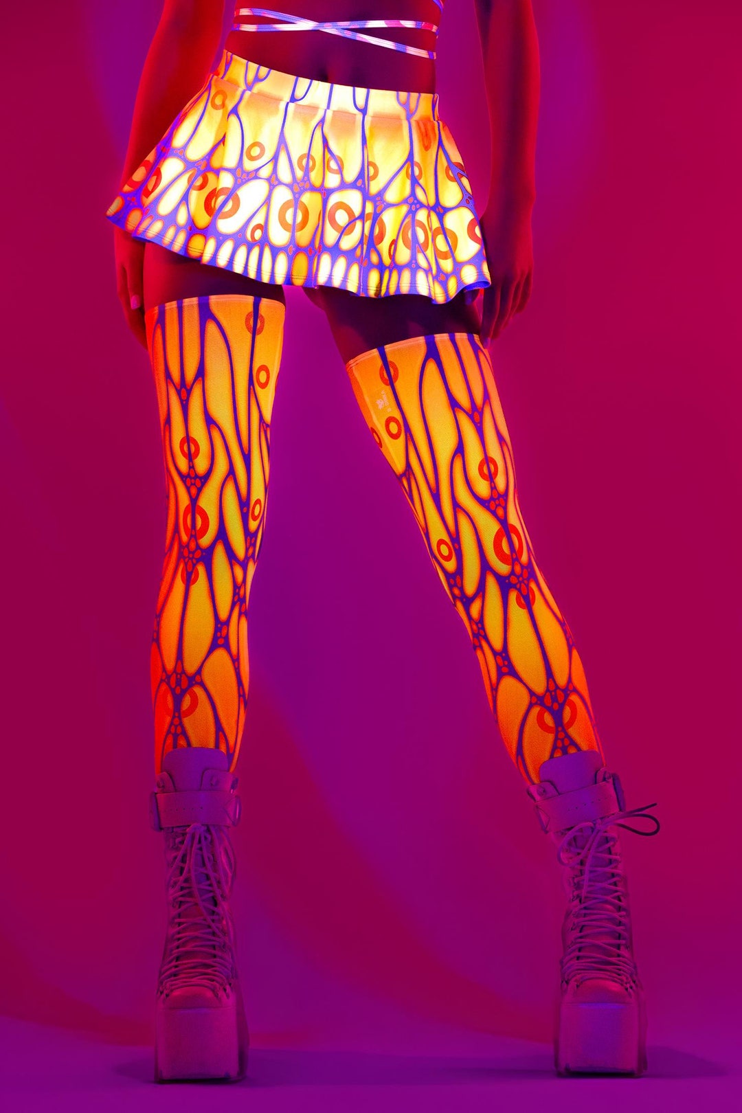 UV Reflective Skirt, Party Skort Woman, Rave Outfit, Rave Skirt ...