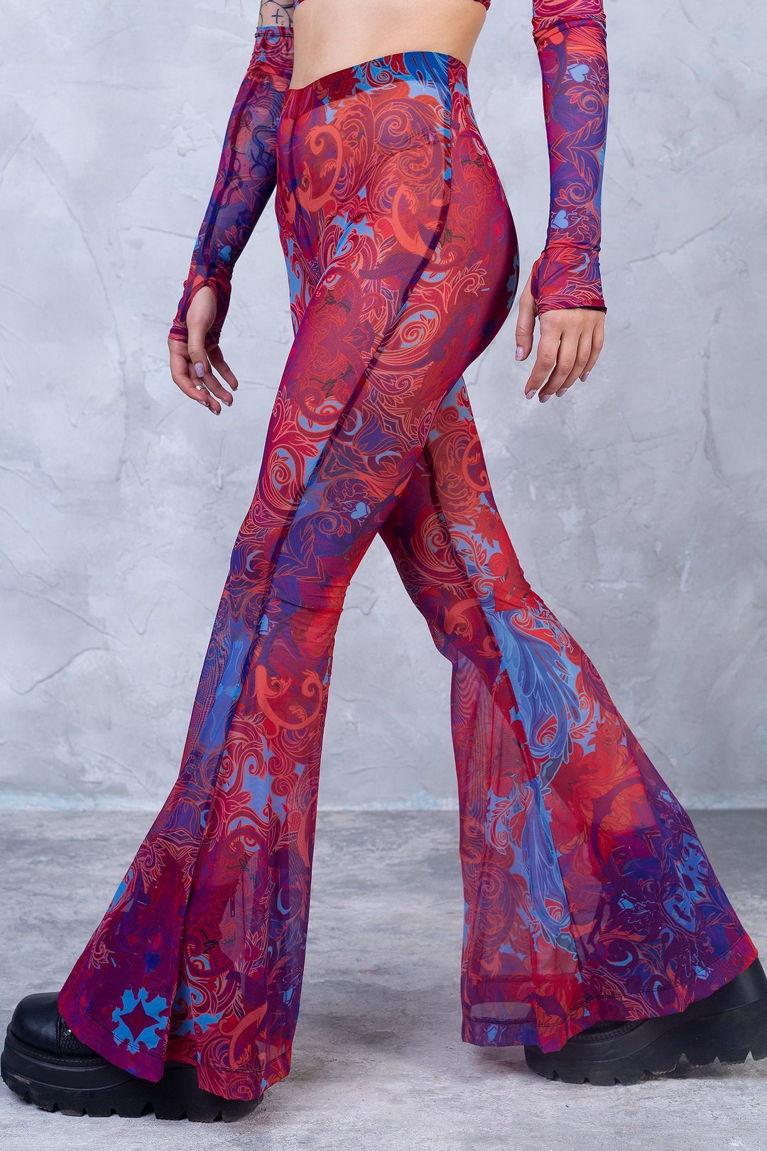 Mesh Pants, Transparent Rave Pants, Psychedelic Outfit, Festival Set ...