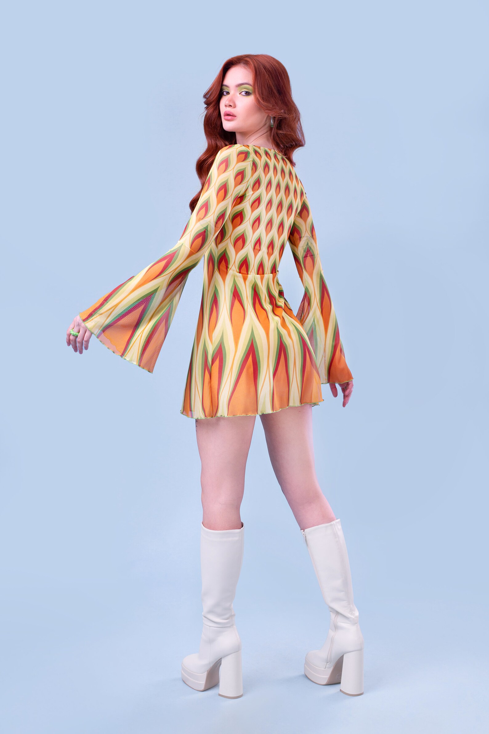 Retro Sheer Mini Dress for Women, See Trough Festival Dress for Women ...