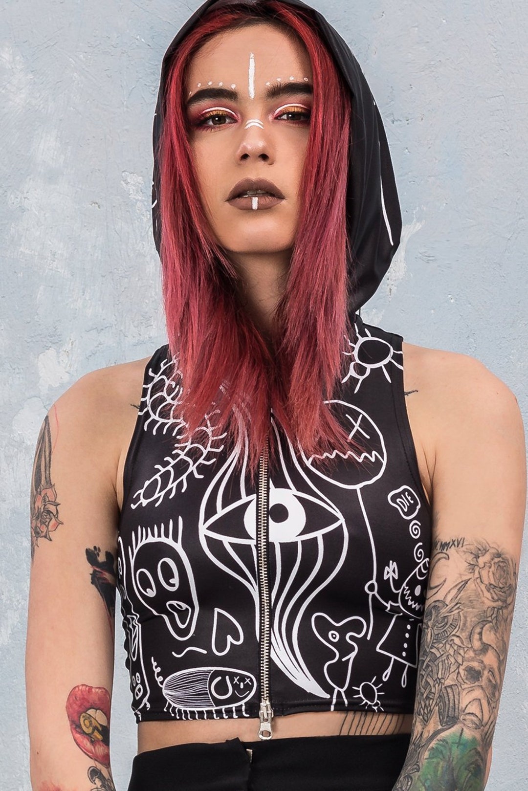 Hooded Rave Top, Festival Crop Top, Rave Tank Top, Hooded Top Women ...