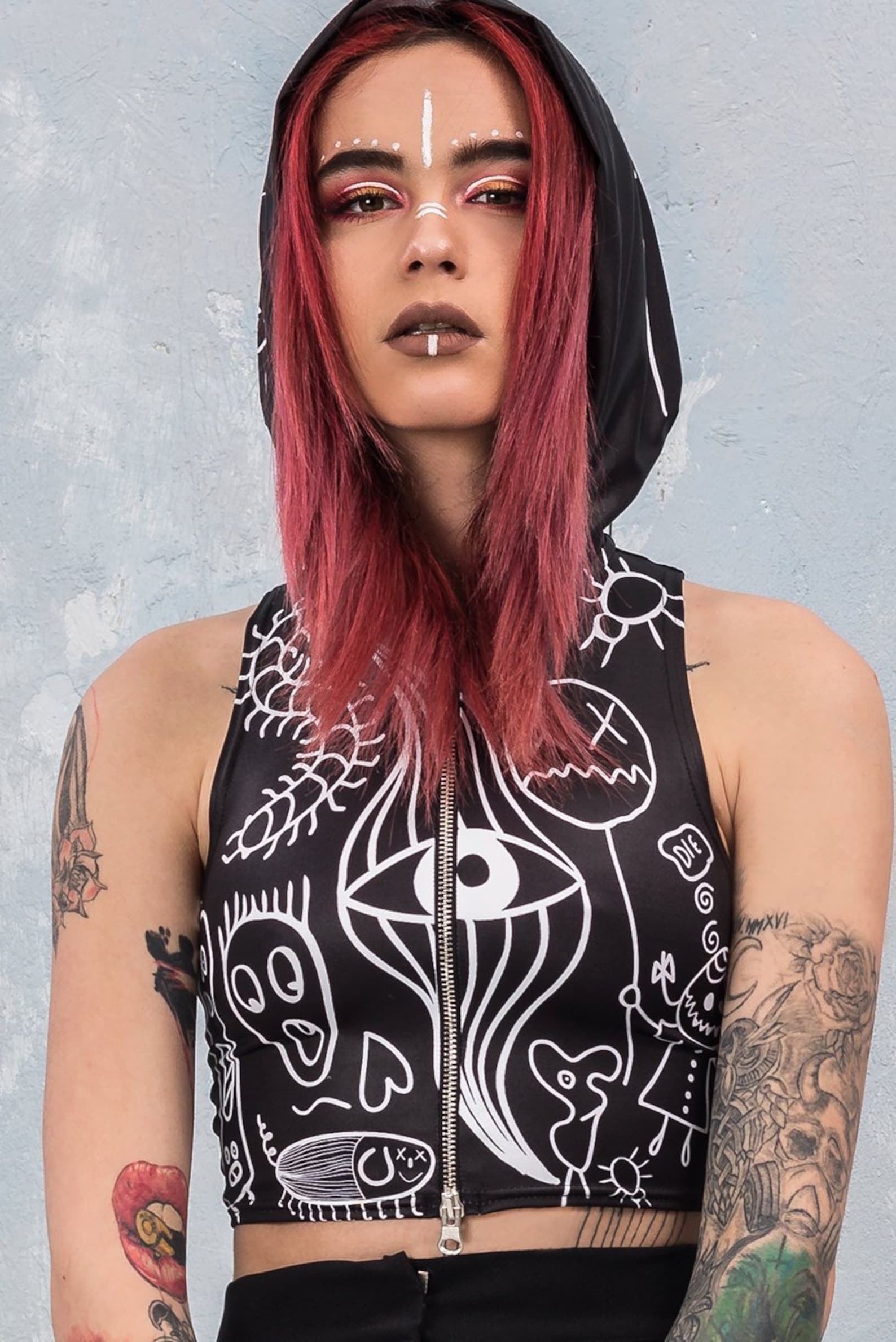 Hooded Rave Top Festival Crop Top Rave Tank Top Hooded Top | Etsy