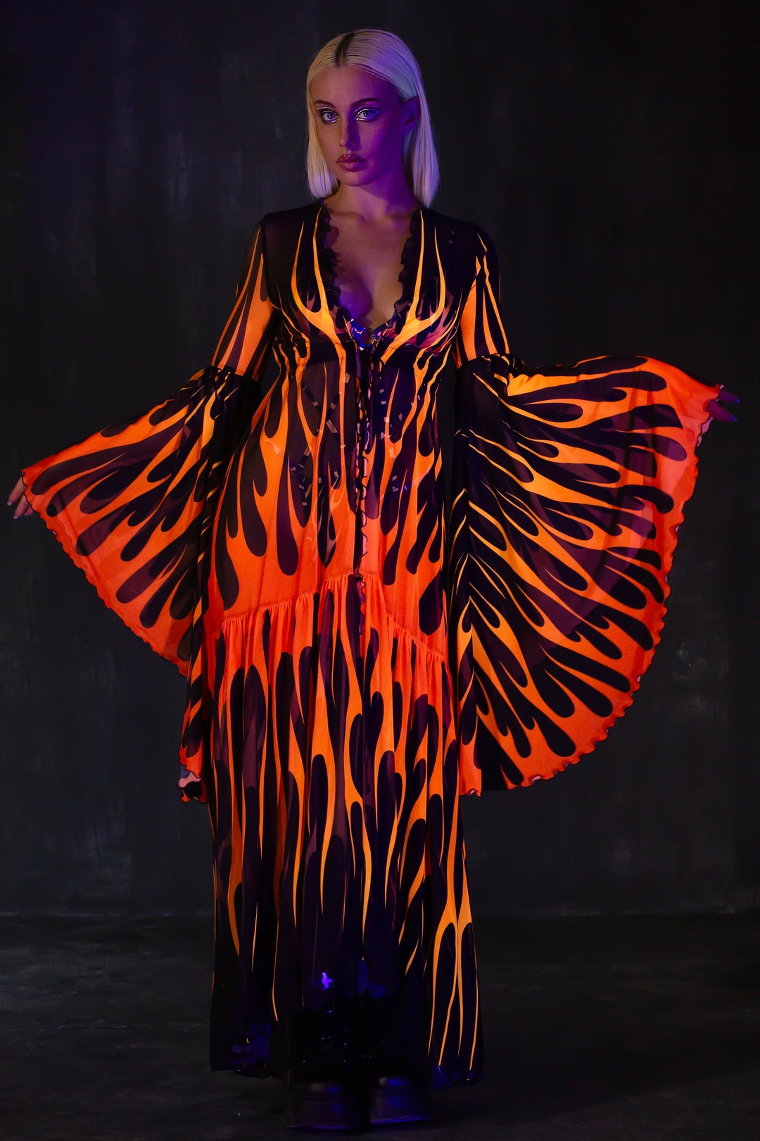 UV Light Reactive Duster, Festival Mesh Duster, Festival Robe, Festival ...