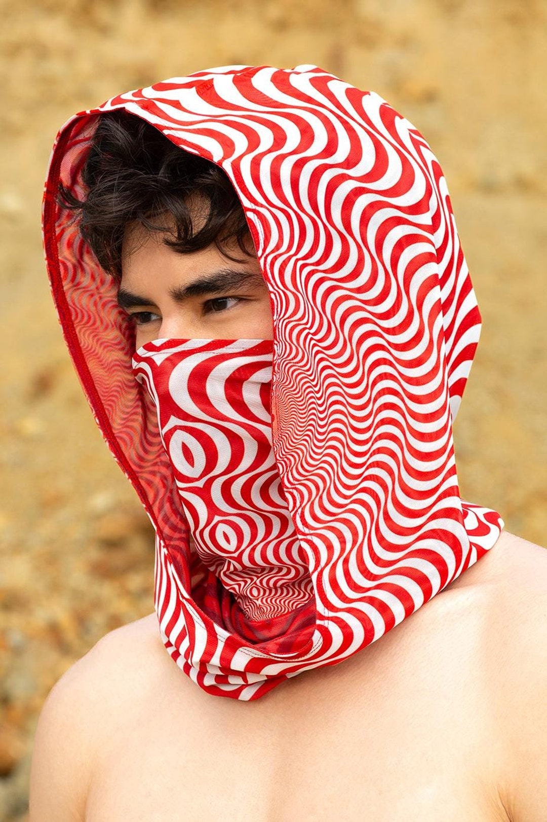 Party Mesh Hood, Burning Man Clothing, Rave Transparent Hood, Festival ...