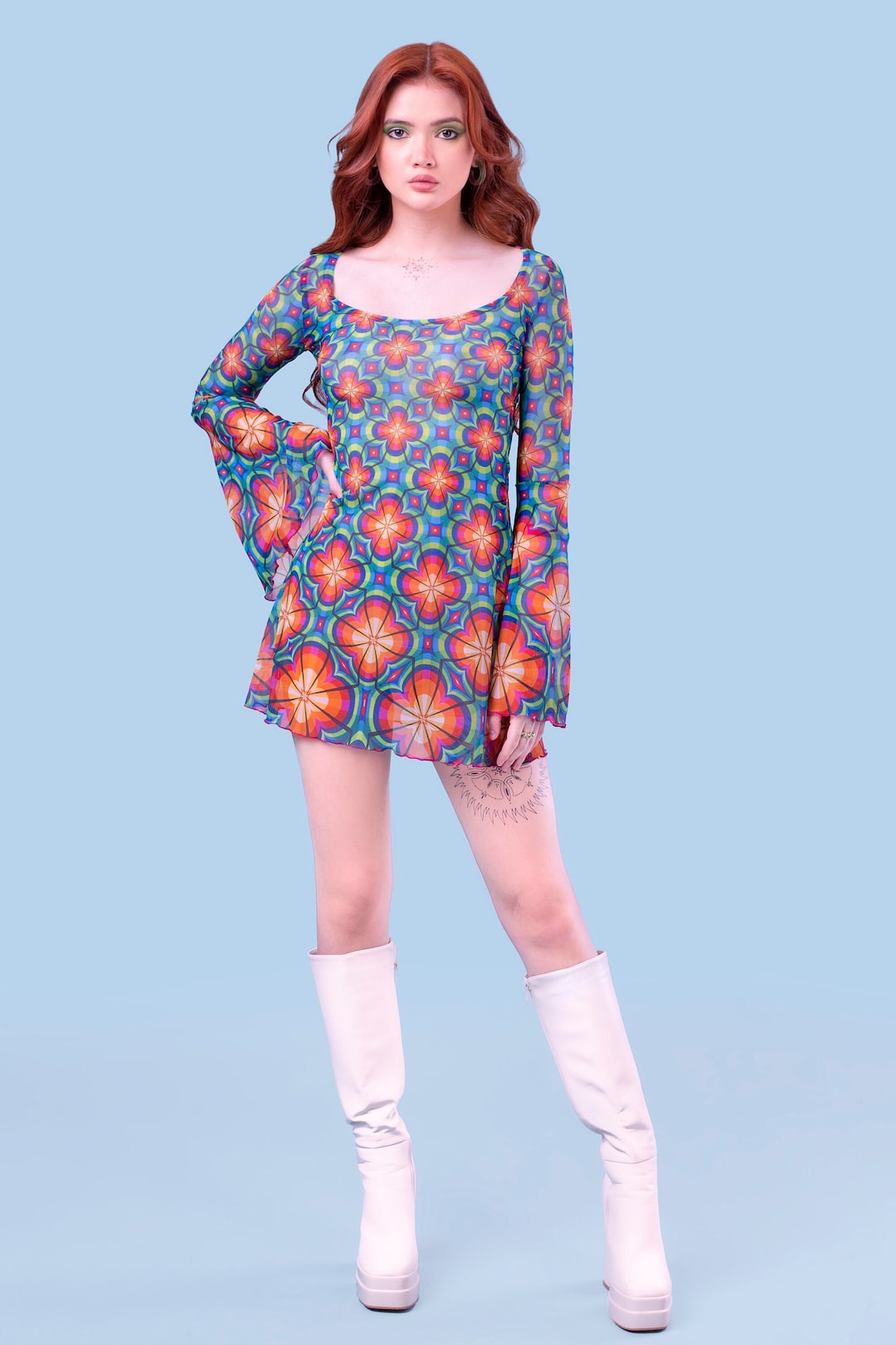 Boho Sheer Mini Dress for Women, See Trough Festival Dress for Women ...