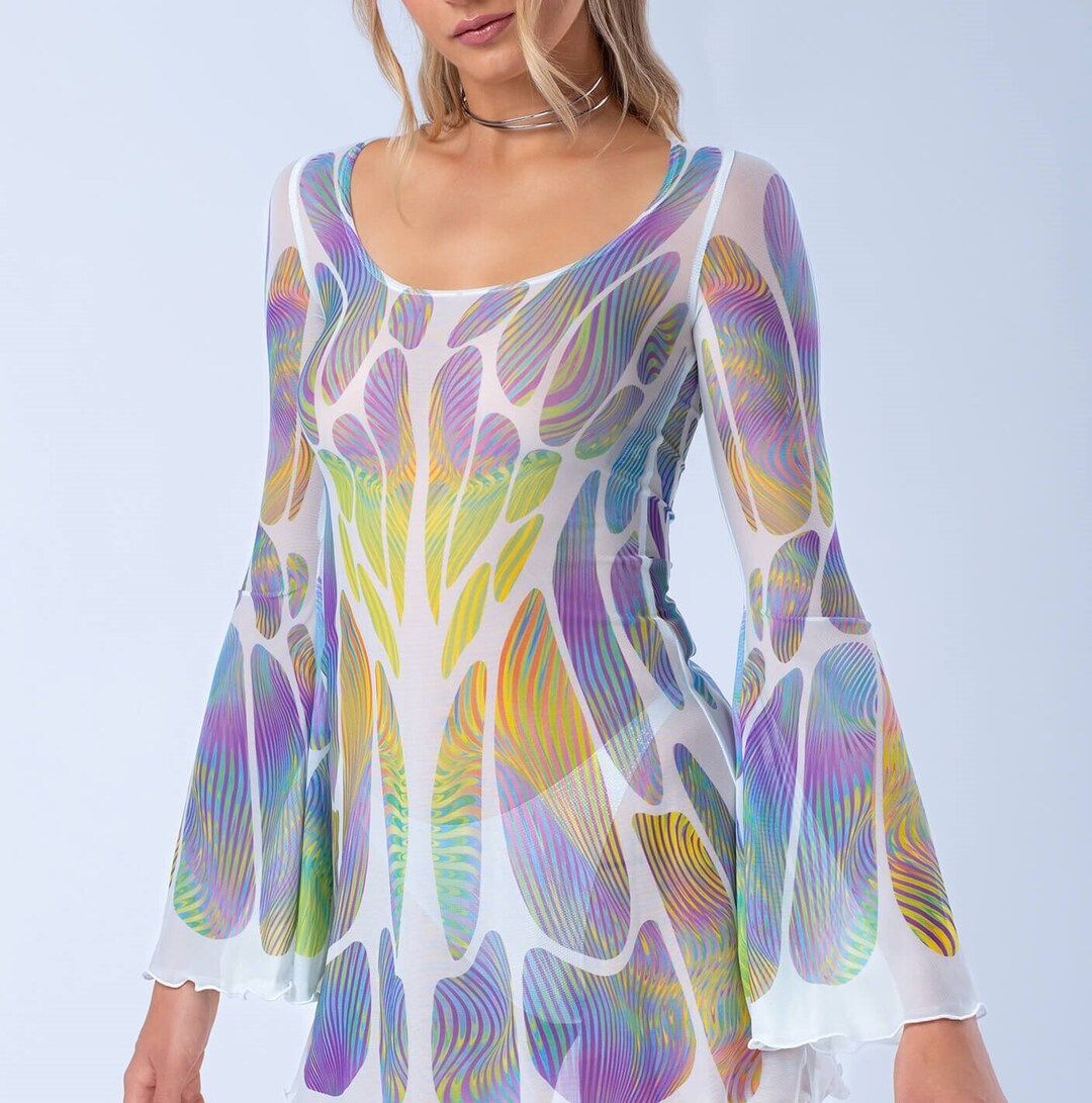 Pride Mesh Dress, Sexy Rave Dress, Rave Dress Woman, Mesh Festival ...