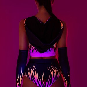 UV Light Reflective Top, Festival Shorts Women, Rave Top Woman, Long ...