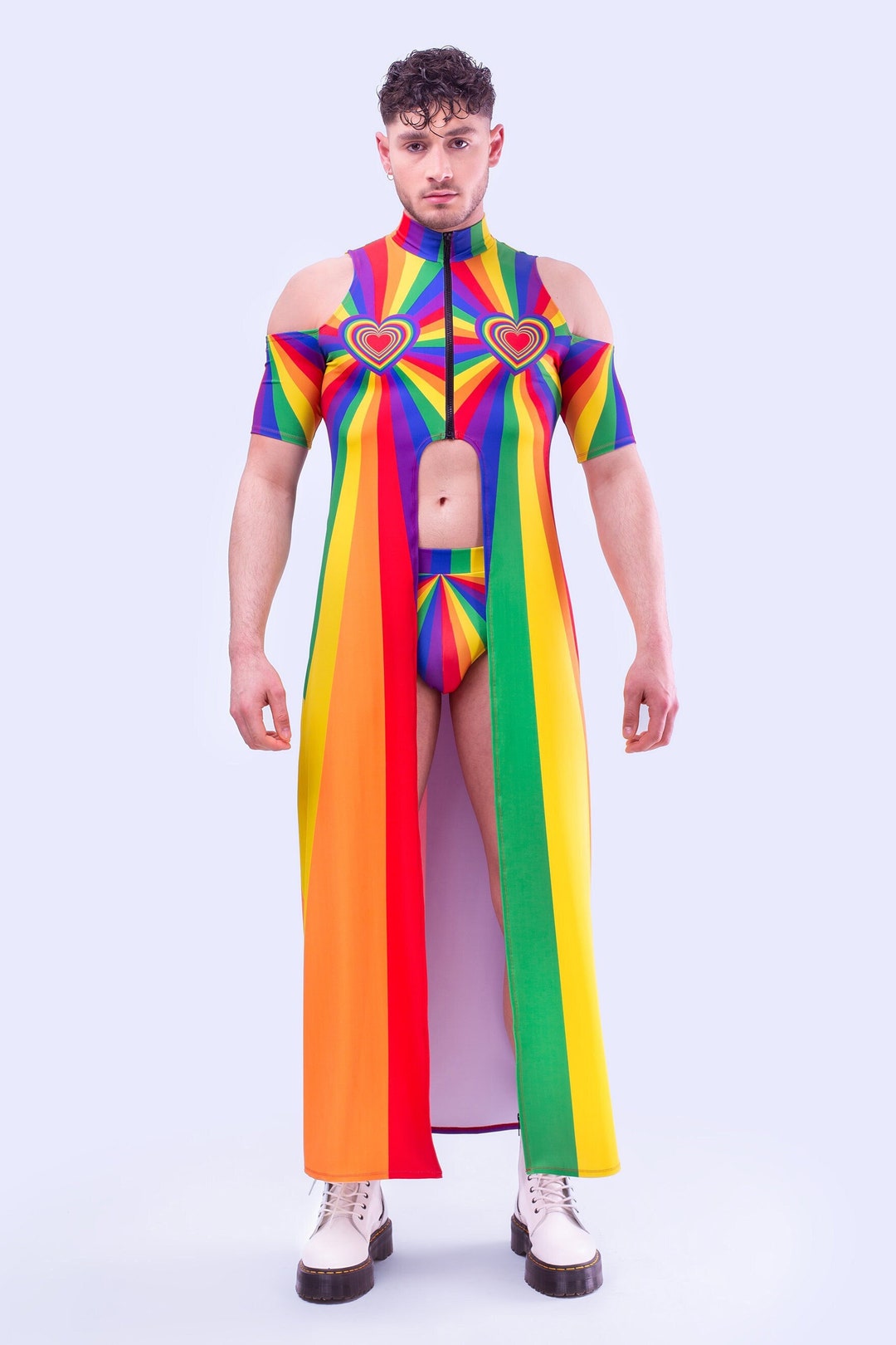 Rainbow Pride Outfit Rave Outfit Pride Men Outfit Asymmetrical Rave