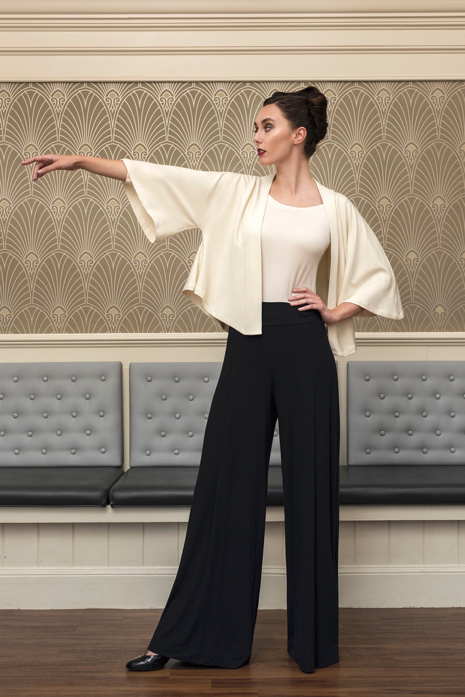 The Sheila Bamboo Jersey Pleated Extra Wide Leg Palazzo Trouser - Etsy