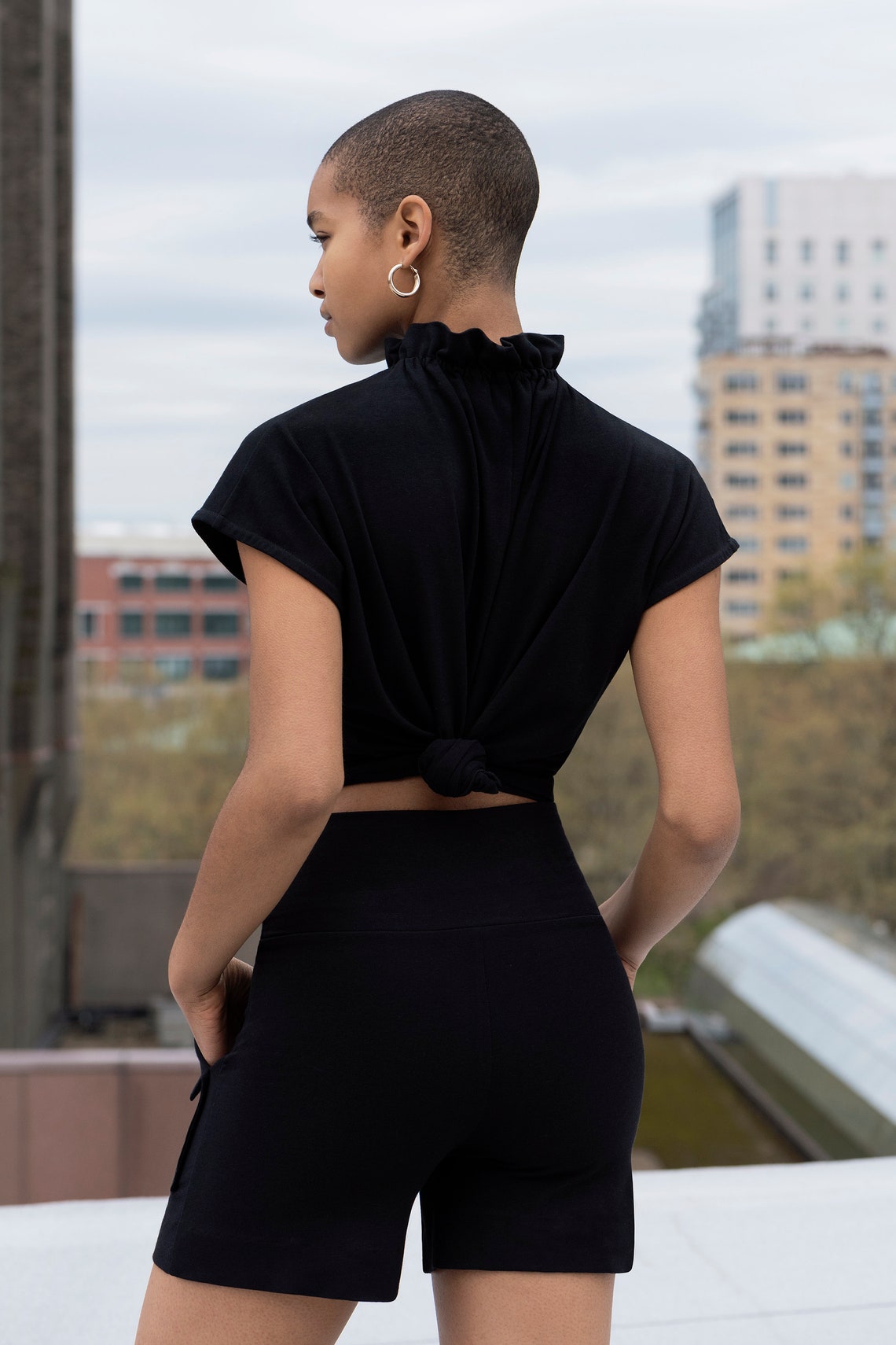 Thalia Gathered Collar and Drawstring Tie Capped Sleeve Top - Etsy