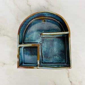 Handmade Ceramic Wall Shelf Arch Whimsical Blue Brown Clay Small ...