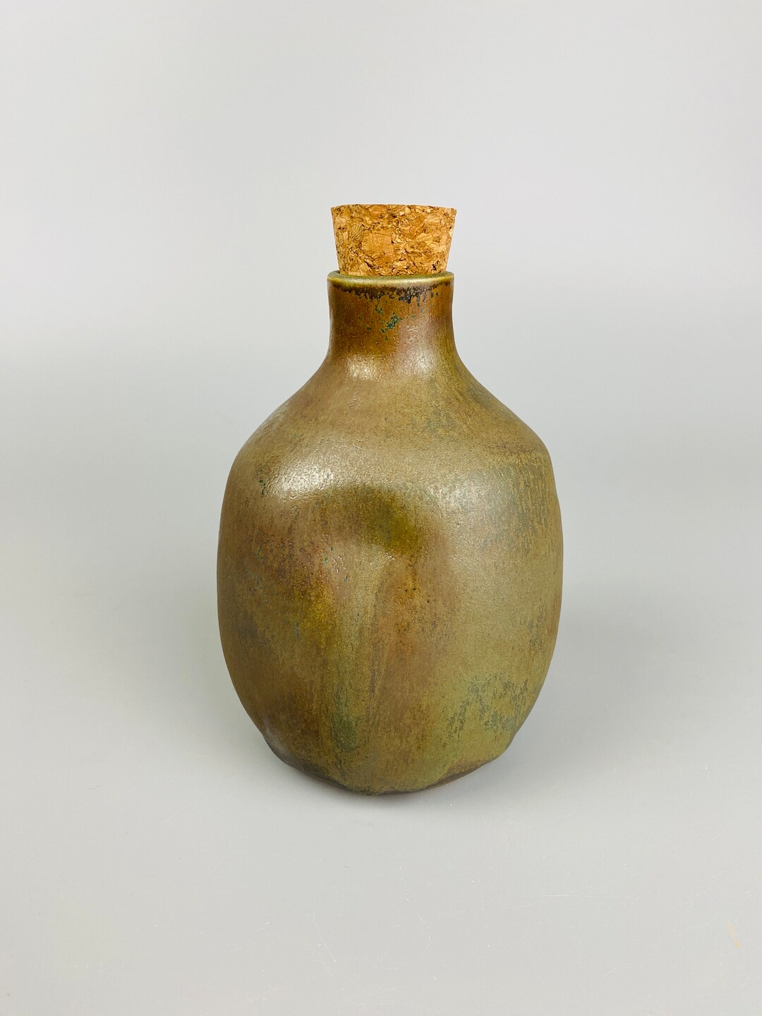 Large Rustic Ceramic Corked Bottle Jar Cork Farmhouse Kitchen Handmade ...