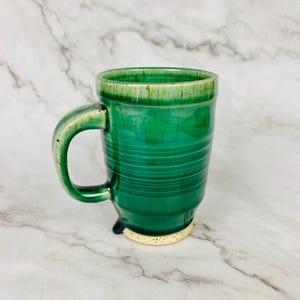 Handmade Drippy Ceramic Green Mug Cups Tea Coffee Emerald Green ...