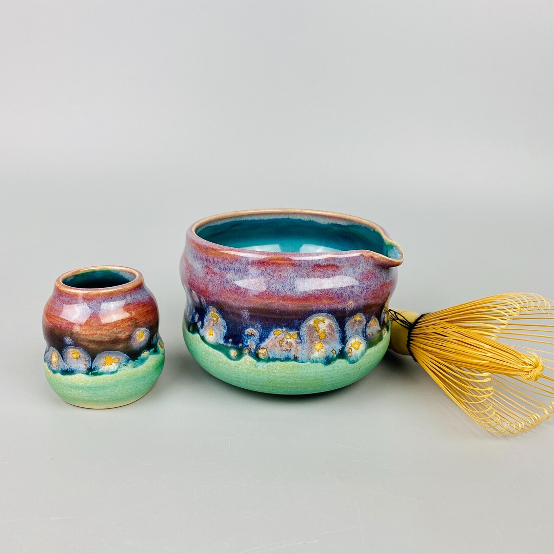 Matcha Set Bowl Chawan Chasen Whisk Rest Handmade Ceramic Pottery ...