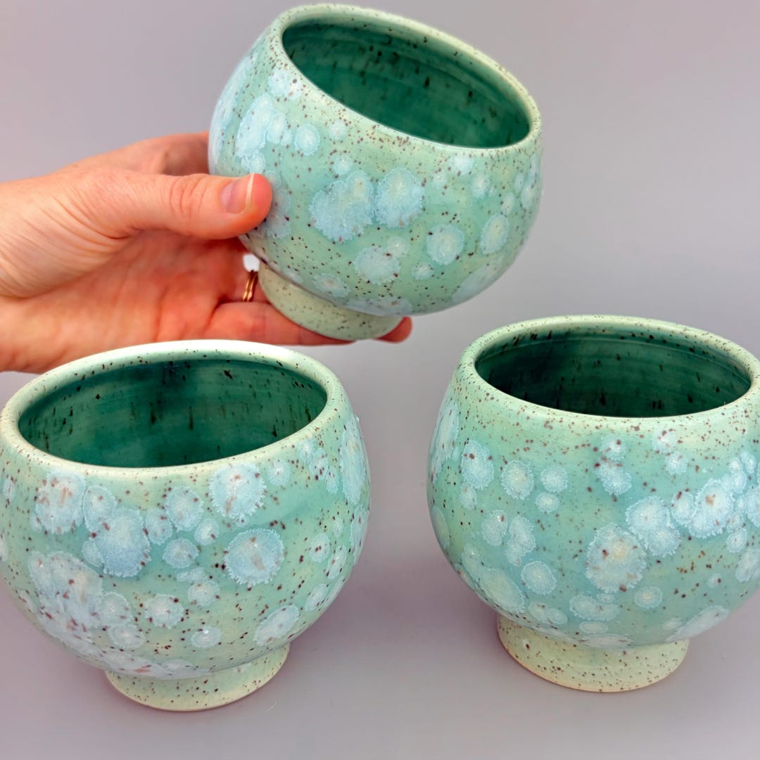 Ceramic Cup Set Blue Green Speckled Glaze Wine Tumbler - Etsy
