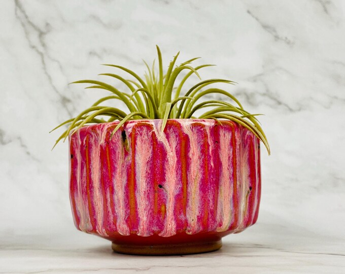 Handmade Pottery Planter - Ceramic Planter With Attached Drainage Tray ...