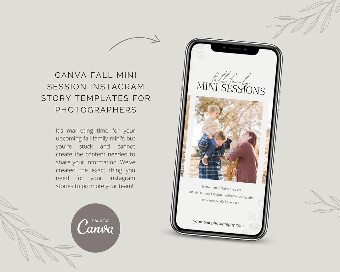 Canva Fall Mini Session Instagram Story Templates for - Etsy