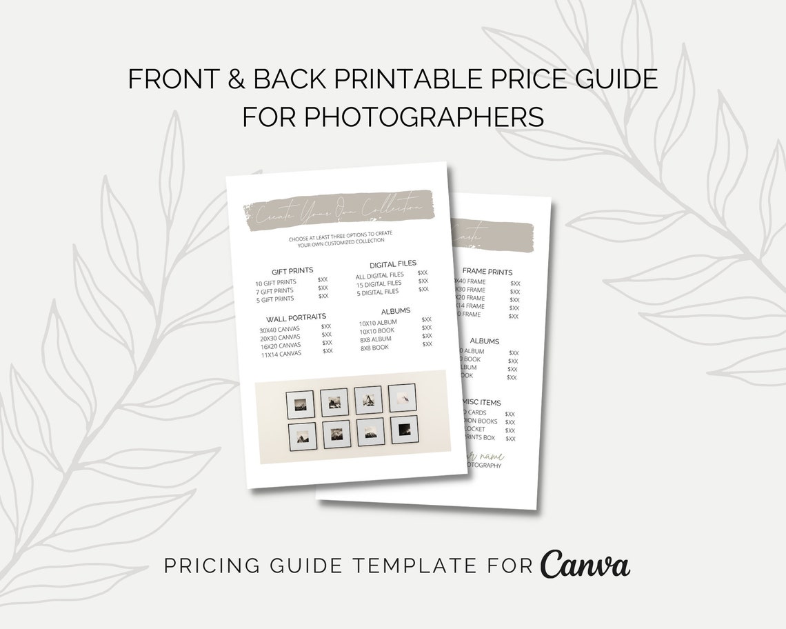 Canva Photography Price Guide Canva Templates for Senior & - Etsy