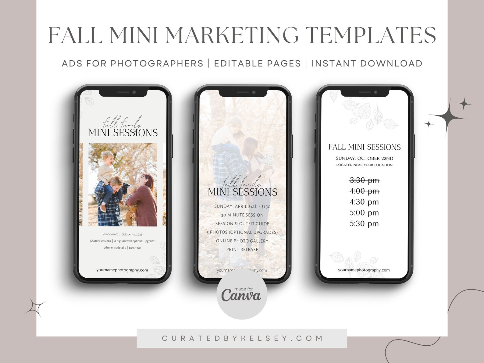 Canva Fall Mini Session Instagram Story Templates for Photography ...
