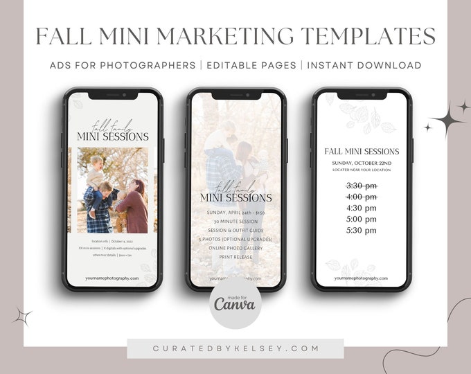 Canva Fall Mini Session Instagram Story Templates for Photography ...