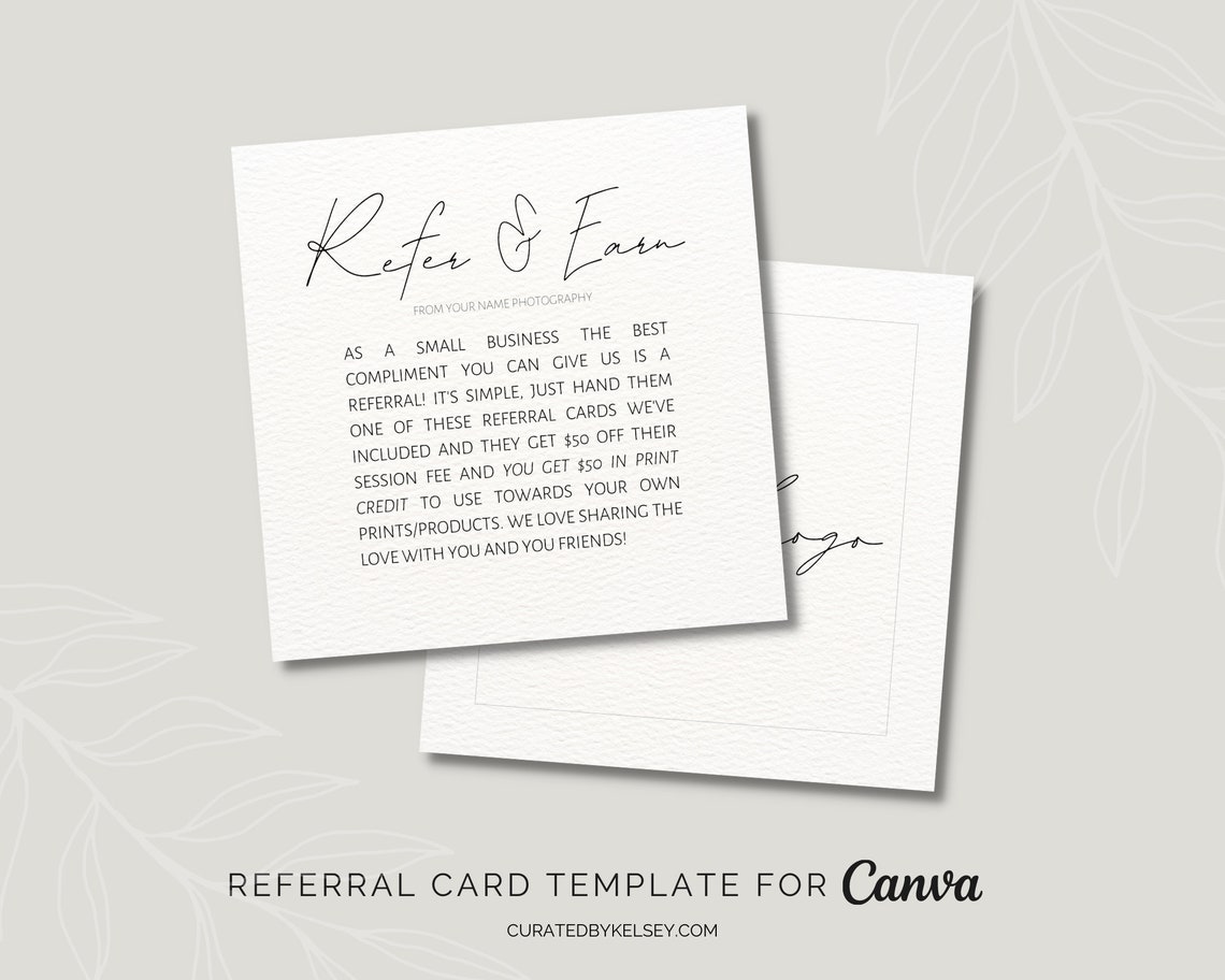 Canva Photography Referral Card | Canva Templates for Senior & Family ...