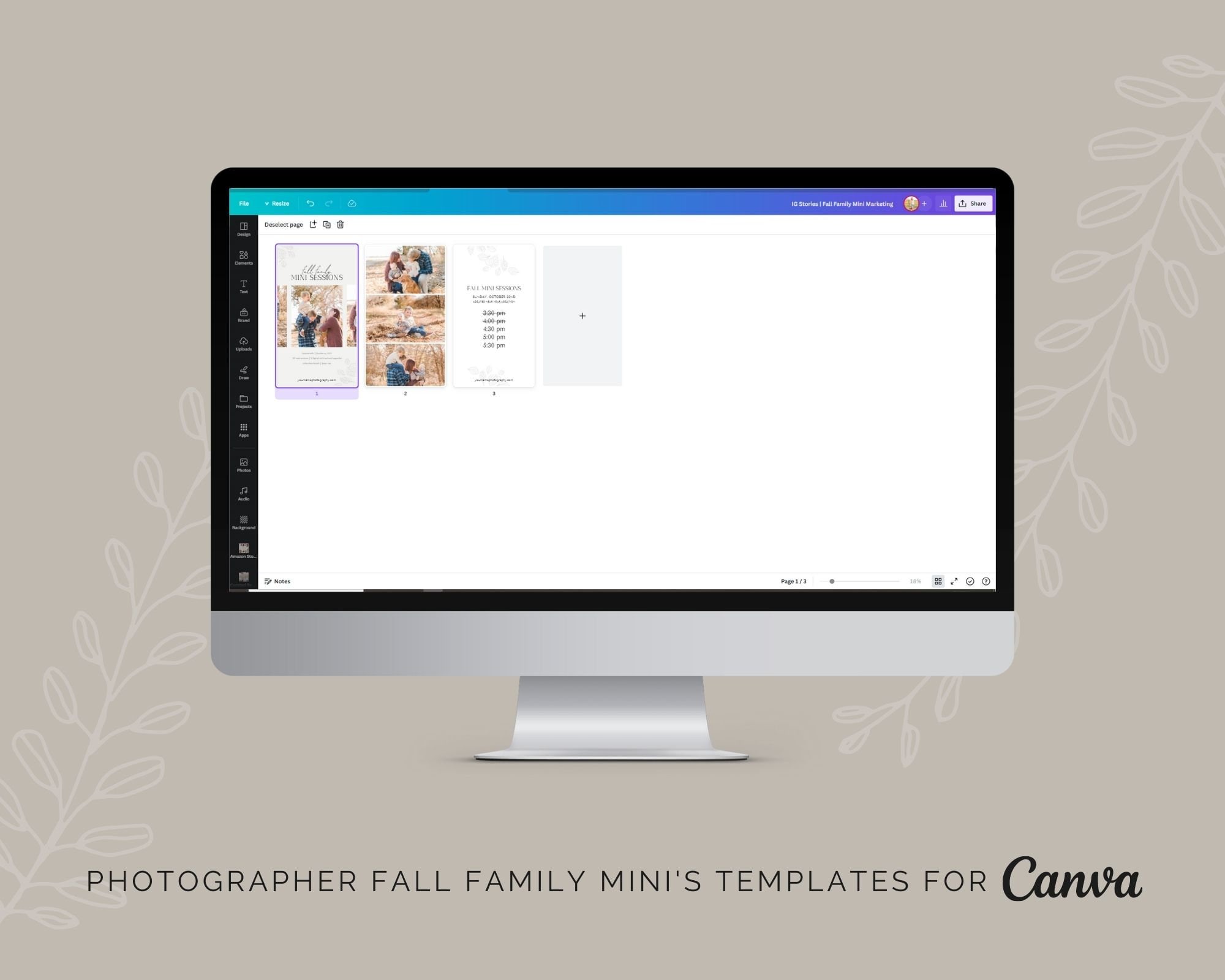 Canva Fall Mini Session Instagram Story Templates for - Etsy