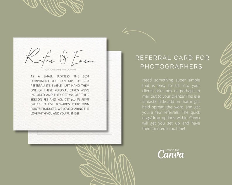 Canva Photography Referral Card Canva Templates for Senior & - Etsy