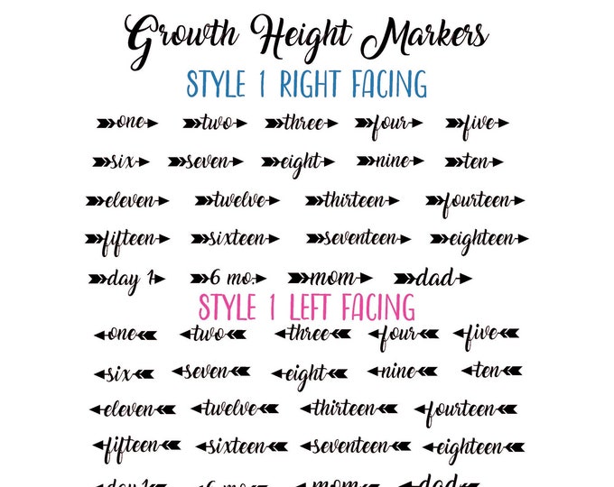 Height Marker for Growth Chart Ruler, Vinyl Arrow Decal With Years ...