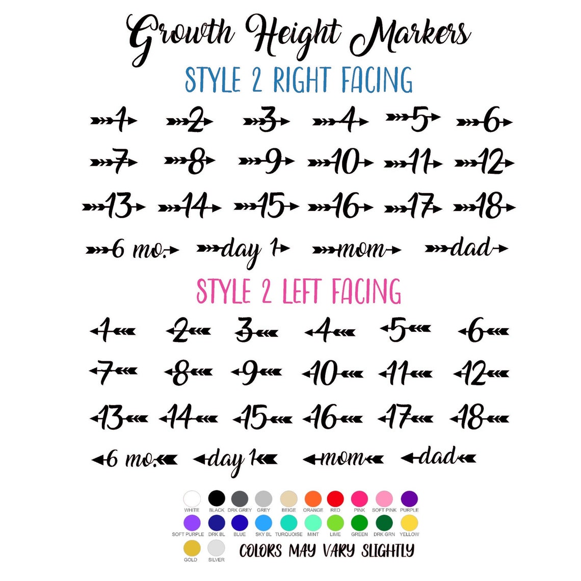 Height Marker for Growth Chart Ruler Vinyl Arrow Decal With - Etsy