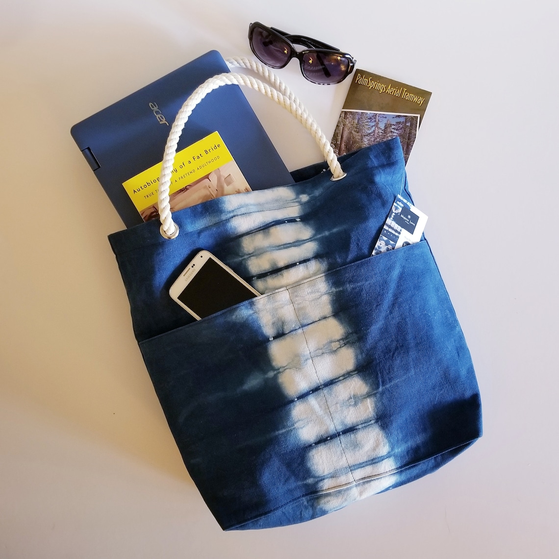 Indigo Tote Bag Canvas Tote Beach Bag Hand Dyed Bag - Etsy