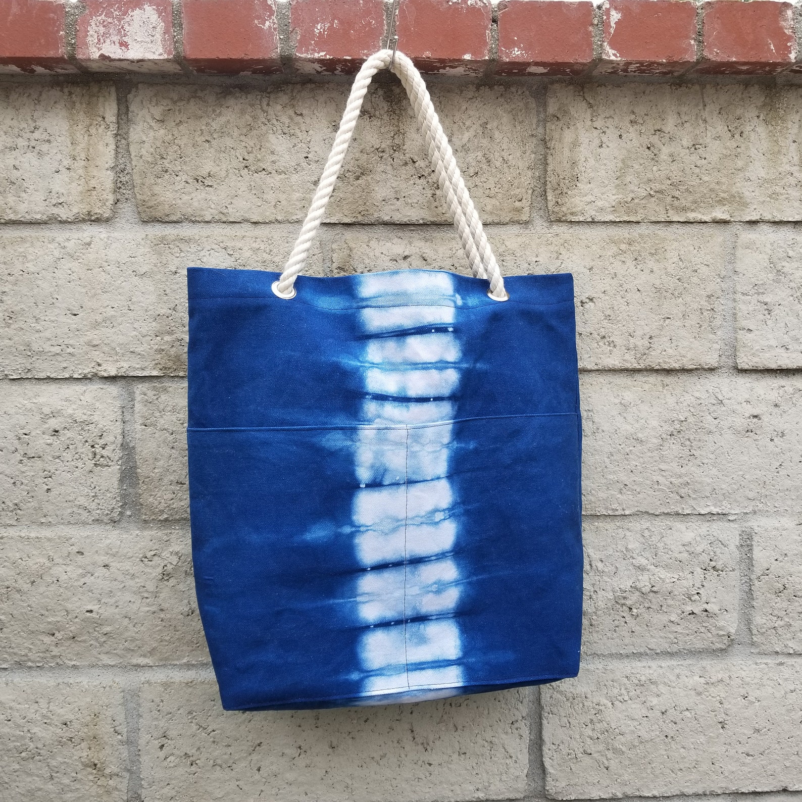 Indigo Tote Bag Canvas Tote Beach Bag Hand Dyed Bag - Etsy