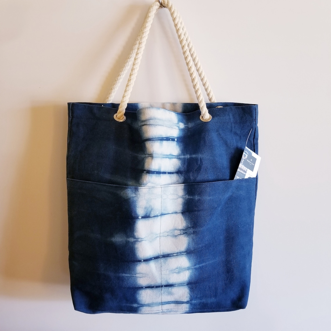 Indigo Tote Bag Canvas Tote Beach Bag Hand Dyed Bag - Etsy