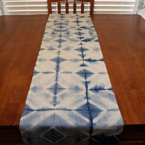Indigo Shibori, Table Runner, Hand Dyed, Linen, Indigo, Rustic, Boho ...