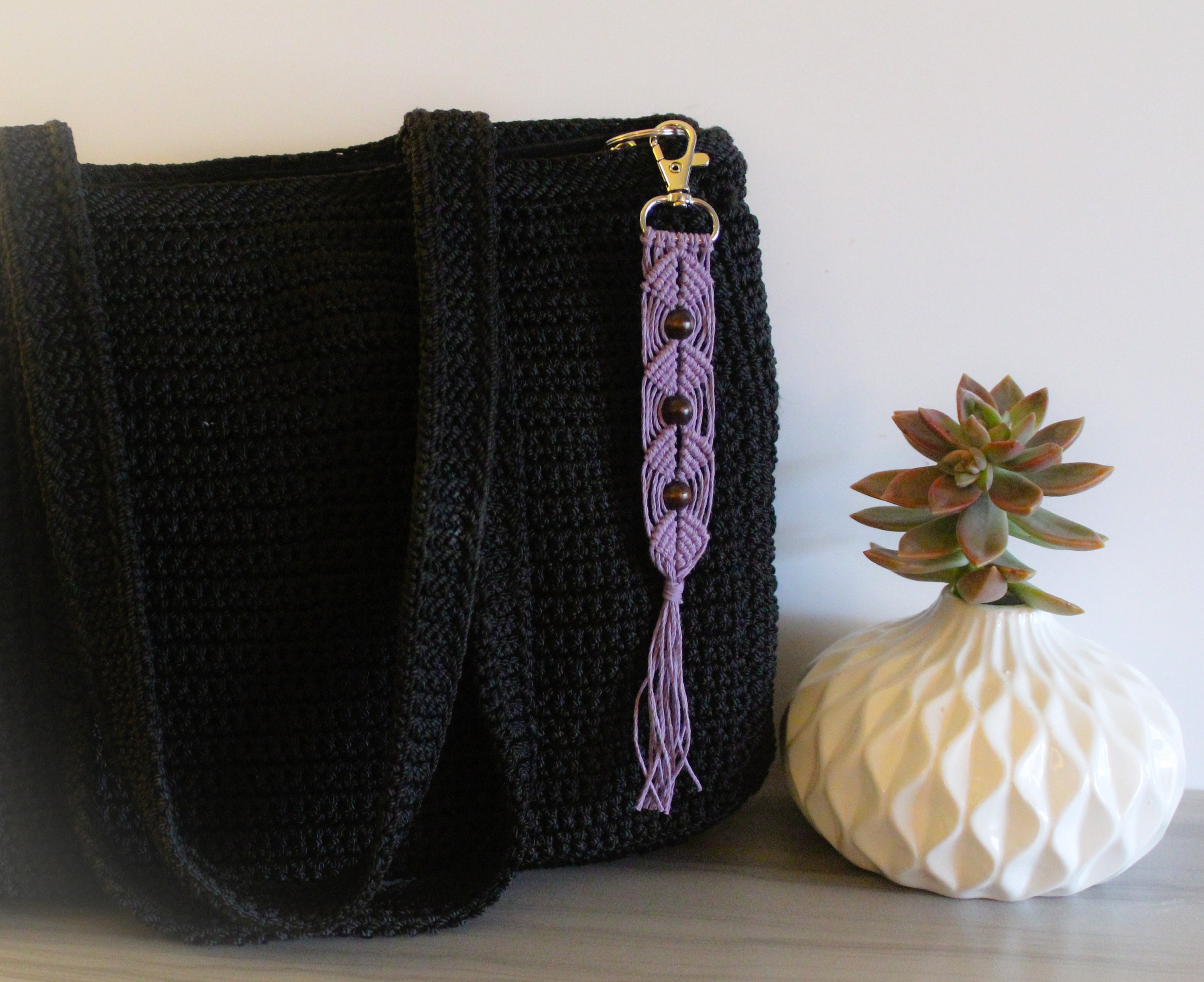 Beaded Keychain Macrame Keychain Bag Charm Luggage Tag - Etsy