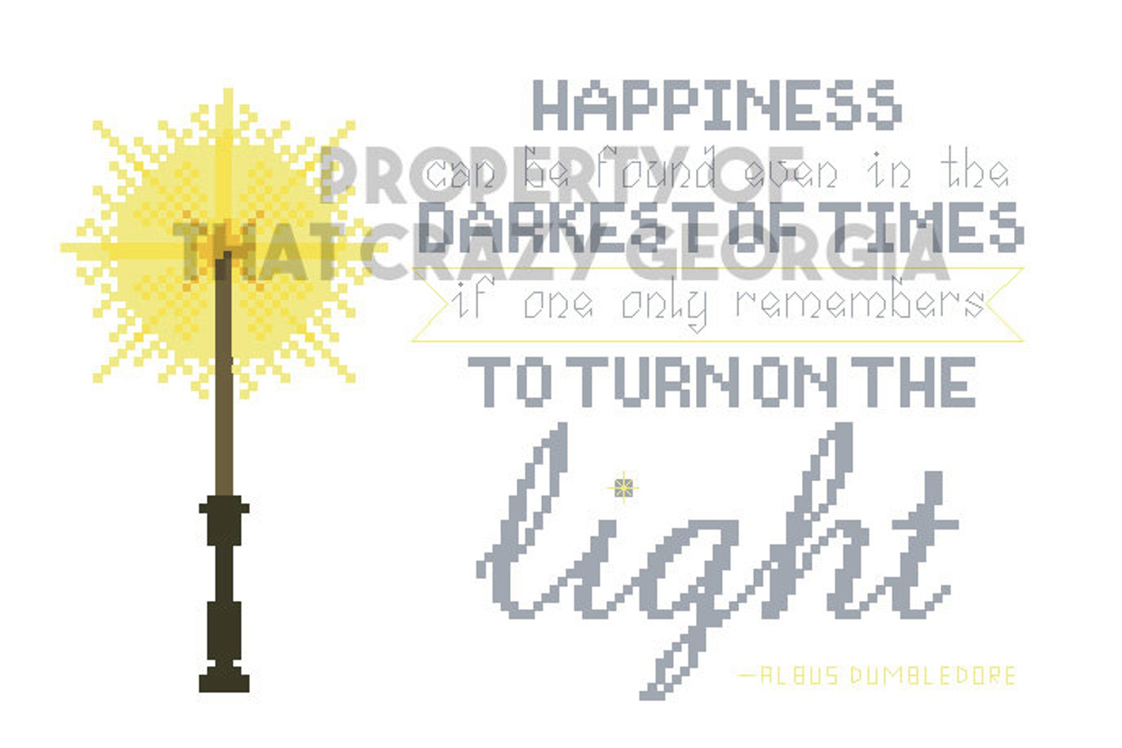 Dumbledore Turn on the Light cross Stitch PATTERN DOWNLOAD | Etsy