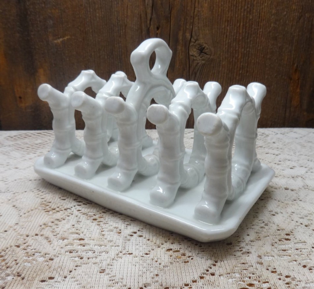 Vintage White Ironstone Toast Rack Bamboo Style - Etsy