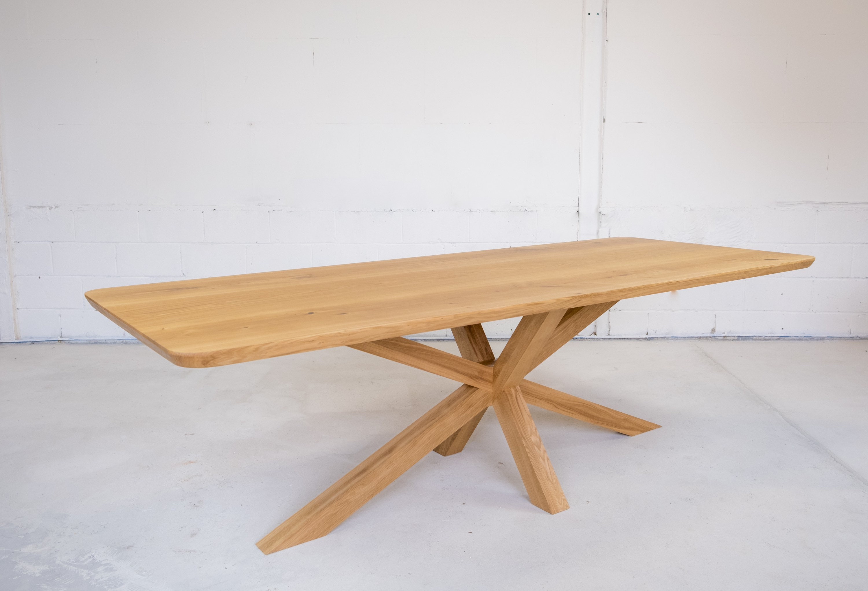 Custom Made Solid Oak Star Central Base Design Table