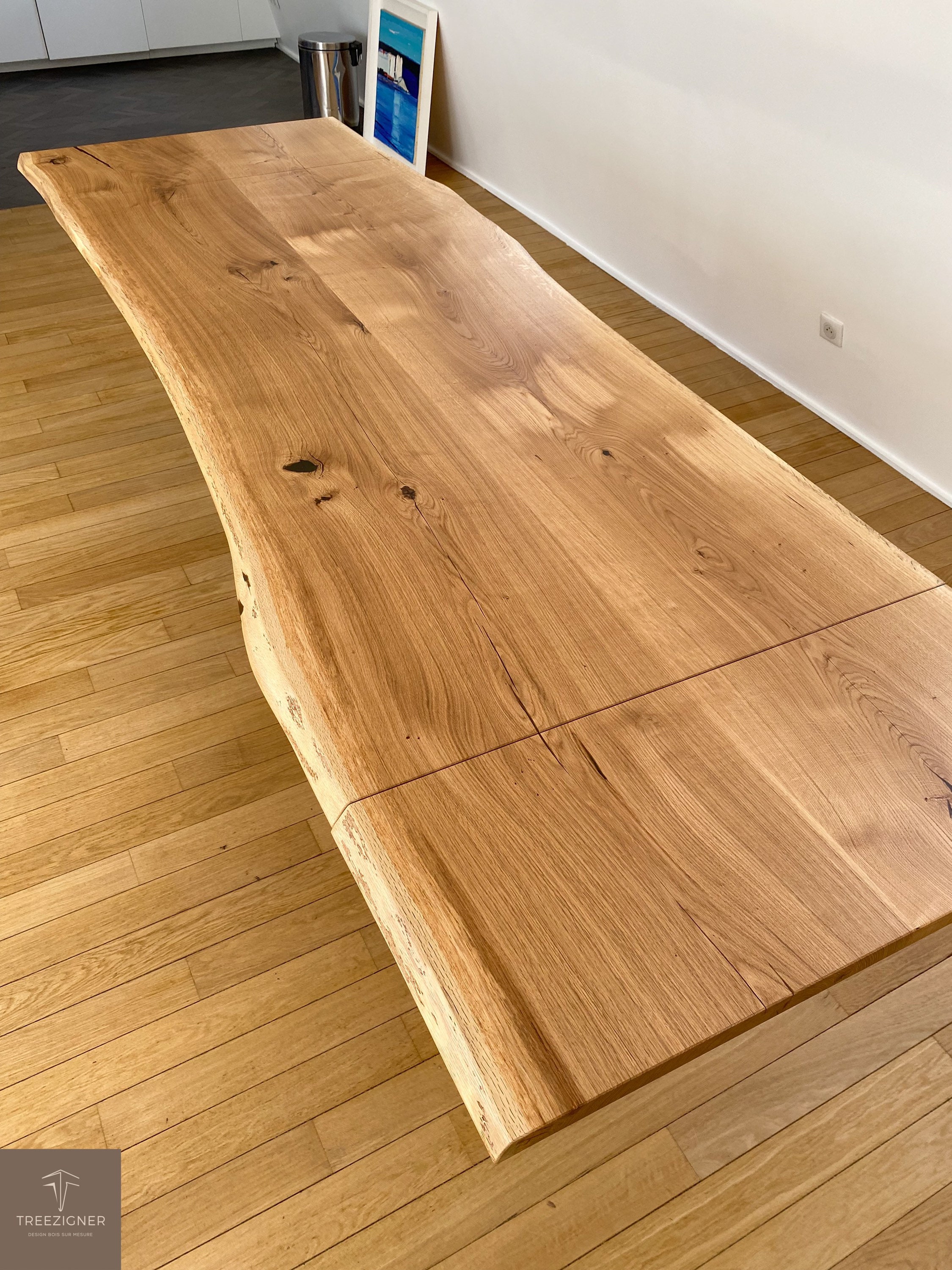 Extendable Table Solid Oak Live Edge Natural Edges Custom Made Steel ...