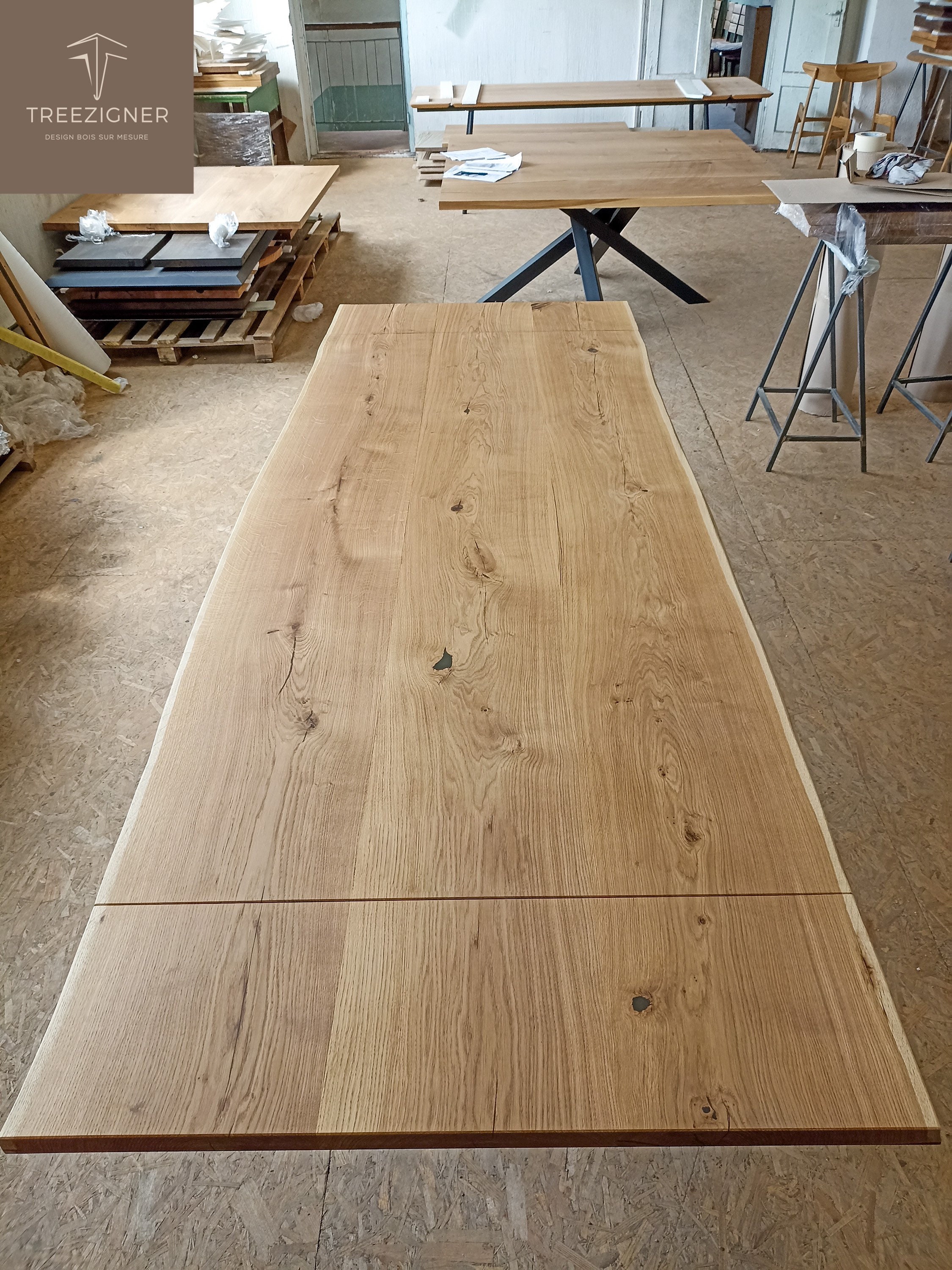 Extendable Table Solid Oak Live Edge Natural Edges Custom Made Steel ...