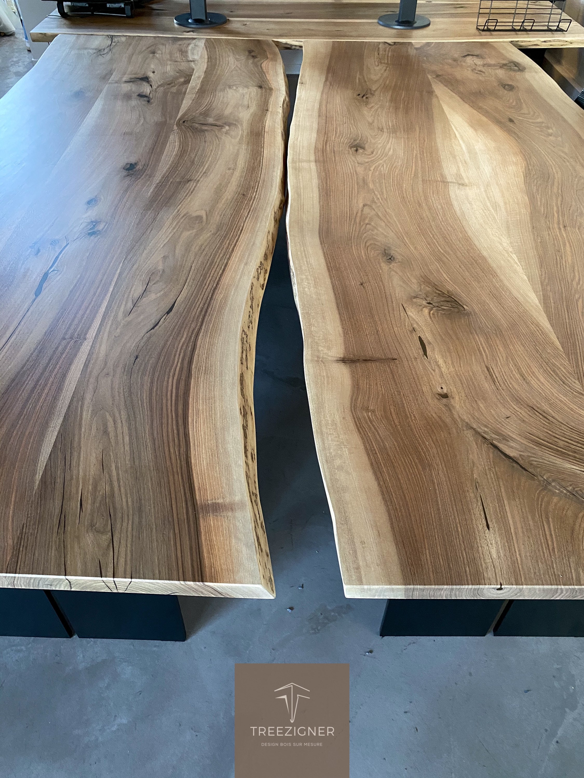 Customized Live Edge Total Steel Walnut Table