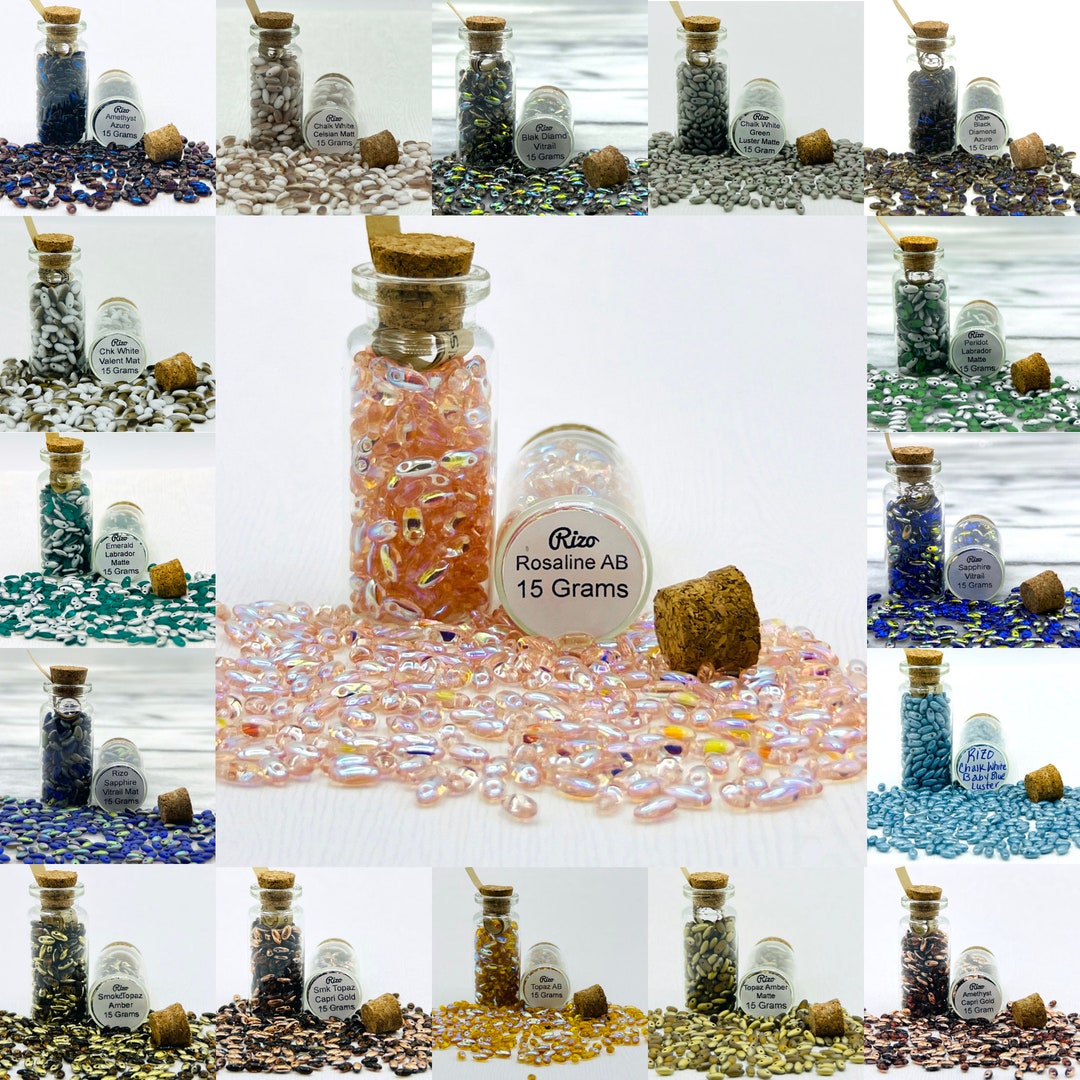 Rizo Beads 2.5 X 6 Mm Czech Glass Mix & Match! 100 Gram Bag ...