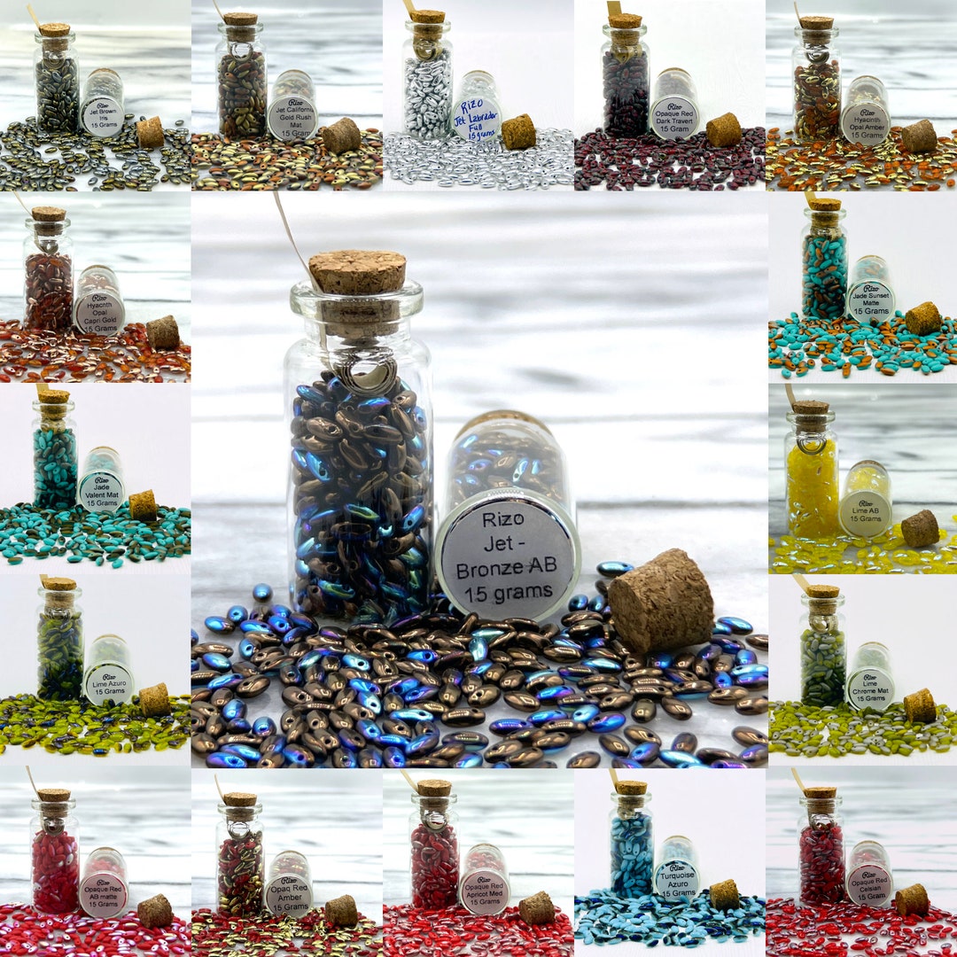 Rizo Beads Czech Glass 2.5x6mm Mix&match! 15gr Bottle *(approx 225-281 ...