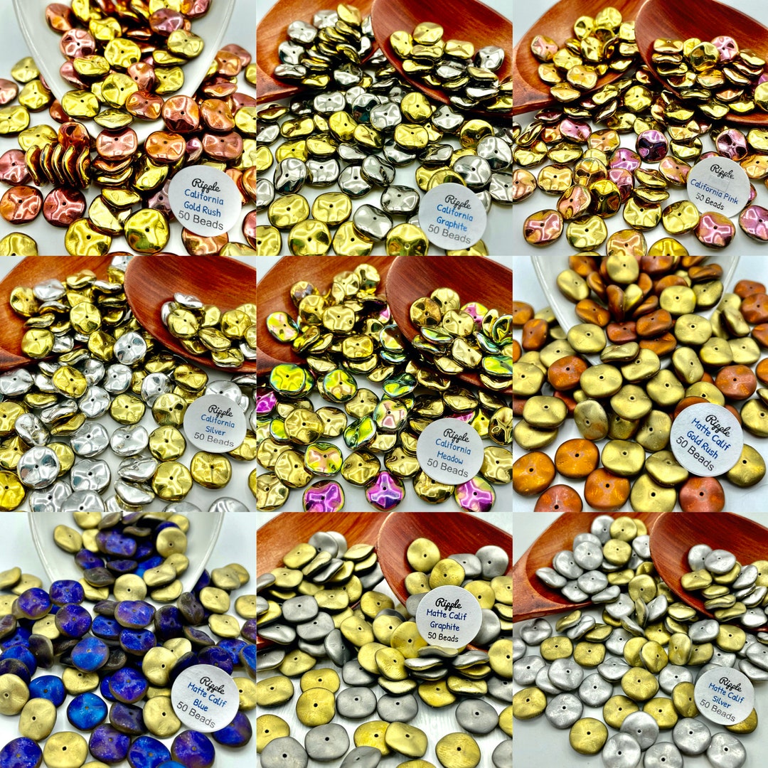 Ripple Beads Czech Glass 12mm X 3mm Mix & Match Strand of 50 Beads ...