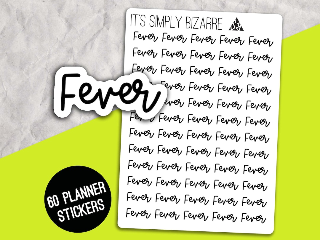 Fever Text Stickers, Health Tracking, Planner Sticker Sheet, Planner ...