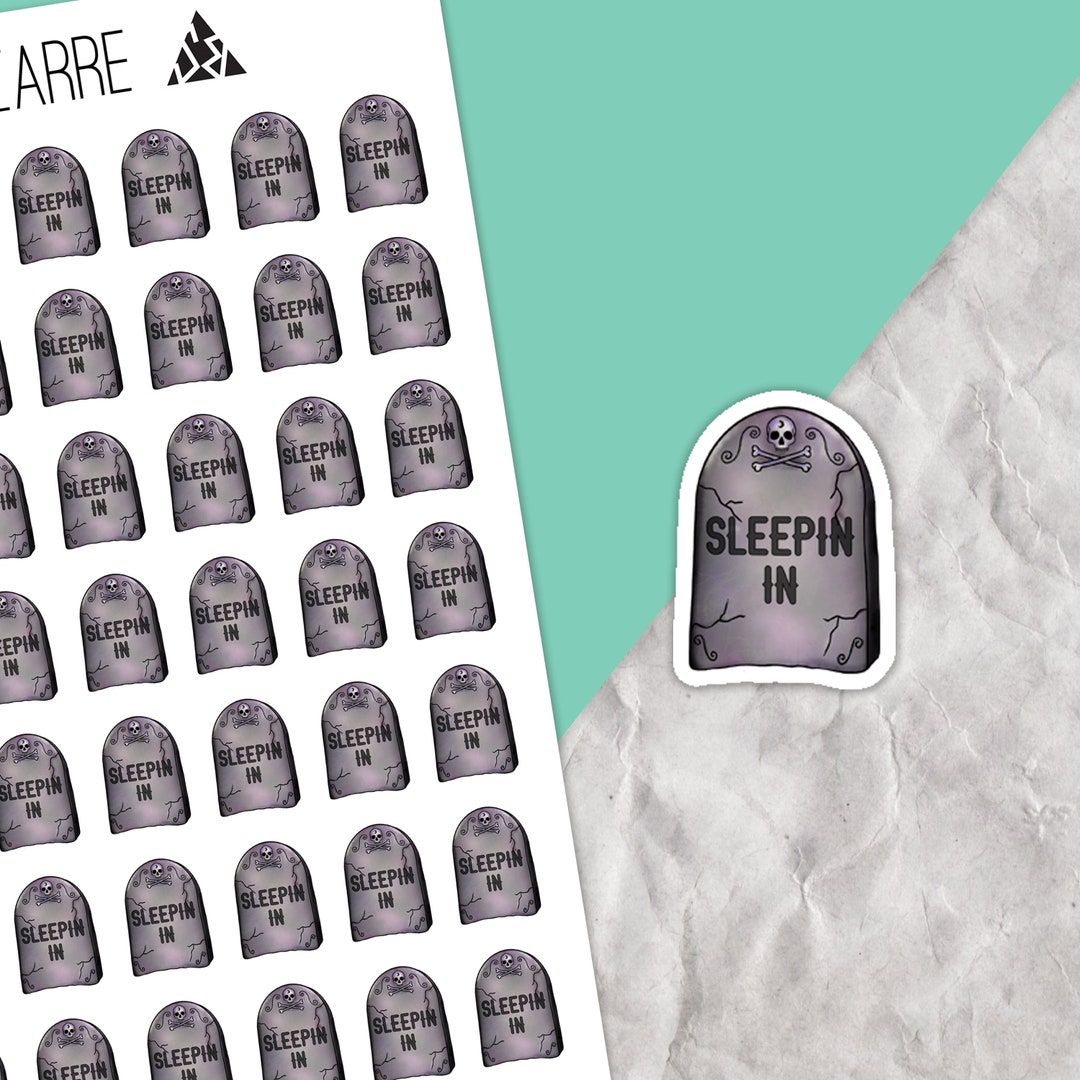 Sleeping in Gravestone Stickers, Tombstone Sticker Sheet, Pastel Goth ...