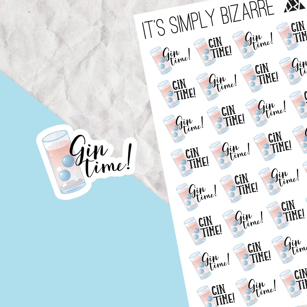 Gin Time Stickers, Pink Gin Sticker Sheet, Planner Sticker Sheet ...
